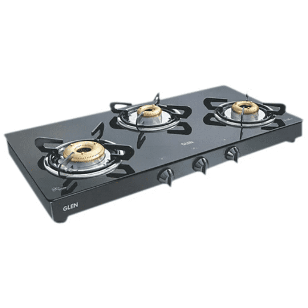 Glen Cooktop, 1033 GT XL FB DD BLK AI, 3 Burner 77 cm Manual Ignition ...