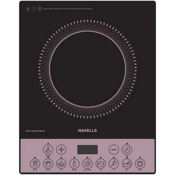 Havells COOK PB16, 1600 Watts Induction Cooktop, Auto Pan Detection Se ...